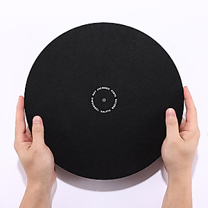 Facmogu 12 Inch 2mm Turntable Slipmat Wool Mat Anti Vibration Record Platter Mat, Phonograph LP Vinyl Record Player Black Mat Slip-Mat Player Wool Pad, Professional Tuning Equipment Improve Sound