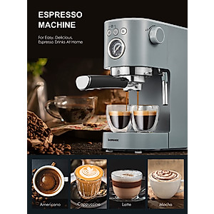 Ihomekee Espresso Machine Coffee Makers 15 Bar Cappuccino Machines with Milk Frother for Espresso/Cappuccino/Latte/Mocha (CM6927)