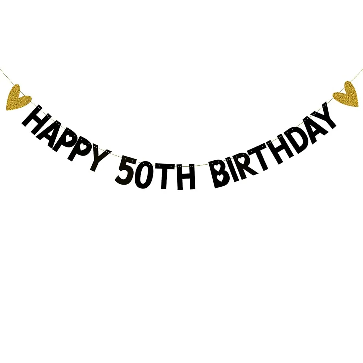 HAPPY 50TH BIRTHDAY Banner,Pre-Strung,Black Paper Glitter Party Decorations for 50 Years Old 50TH Birthday Party Supplies Letters Black ZHAOFEIHN