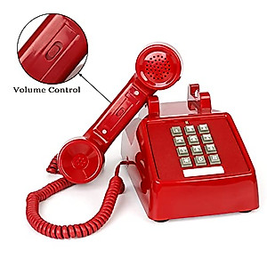 Classic Vintage Cord Phones for Landline Old Telephone with Mechanical Ringer Volume Control Retro Analog Desk Phone for Home,School and Office