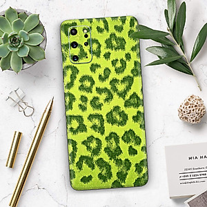DesignSkinz Vibrant Green Cheetah Protective Vinyl Decal Wrap Skin Cover Compatible with The Samsung Galaxy S20 (Screen Trim & Back Glass Skin)