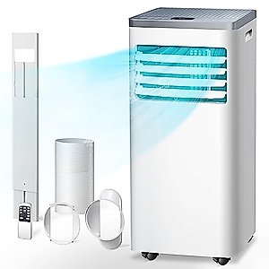 R.W.FLAME Portable Air Conditioner,8000 BTU Powerful Home AC Unit with Built-in Dehumidifier & Fan Mode,Cools 350 Sq.Ft,Functional Portable AC with Remote Control,24Hrs Timer,Installation Kit, White