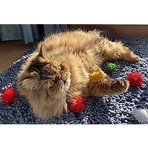 RIMOBUL 100PCS 1.5 INCH Cat Toy Balls Extra Large Sparkly Cat's Favorite Chase Glitter Ball Toy Sparkle Pom Pom Balls