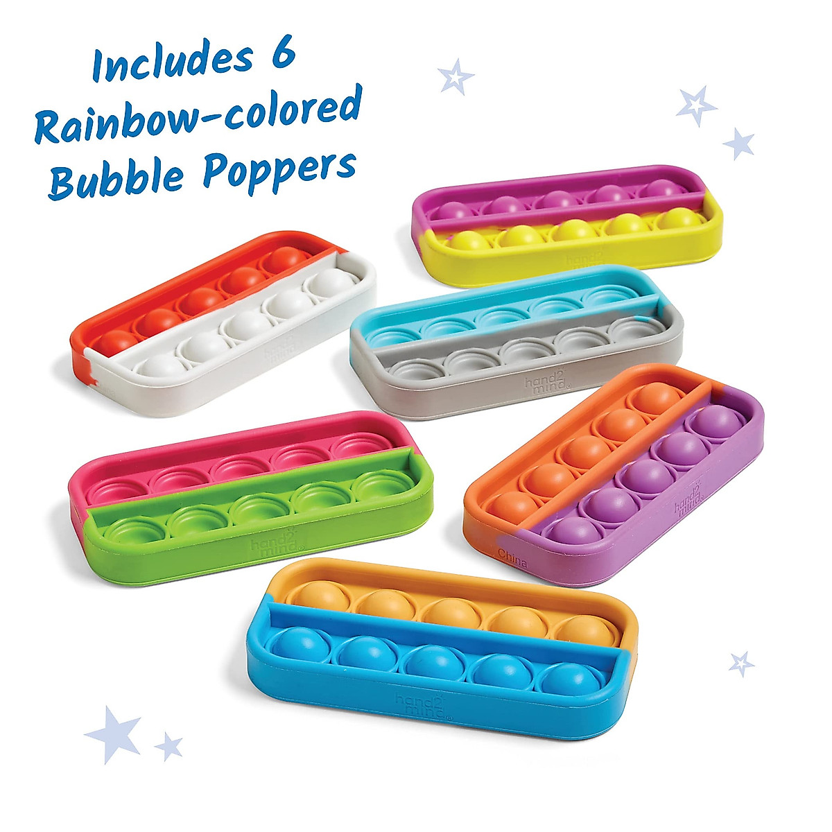 hand2mind Ten Frame Sensory Bubble Poppers, Pop Fidget Toys for Kids, Counting Math Manipulatives Kindergarten, Fidgets for Classroom, Calm Down Corner Supplies, Easter Basket Stuffers (Set of 6)