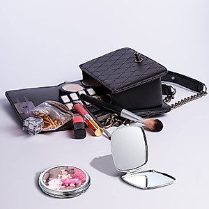 Jetec 6 Pcs Sublimation Blanks Compact Mirror Bulk Transfer Folding Pocket Makeup Double Sided Handheld Mirror Round Square Sublimation for Purse Travel