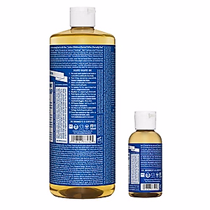 Dr. Bronner's - Pure-Castile Liquid Soap (Peppermint, 32 ounce and 2oz bundle) - Made with Organic Oils, 18-in-1 Uses: Face, Body, Hair, Laundry, Pets and Dishes, Concentrated, Vegan, Non-GMO