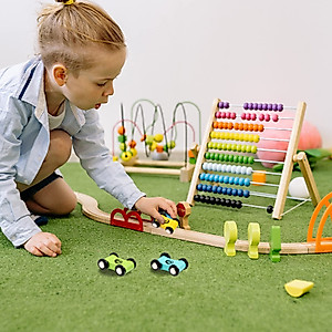 10 Pieces Wooden Mini Car Wooden Car Ramp Race Track Toys for Aged Over 3 Years Old, Wooden Car Ramp Racer Toy Replacement Vehicle Set Race Car Party Favors