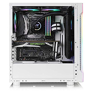 Thermaltake H200 Tempered Glass Snow Edition RGB Light Strip ATX Mid Tower Case with One 120mm Rear Fan Pre-Installed CA-1M3-00M6WN-03