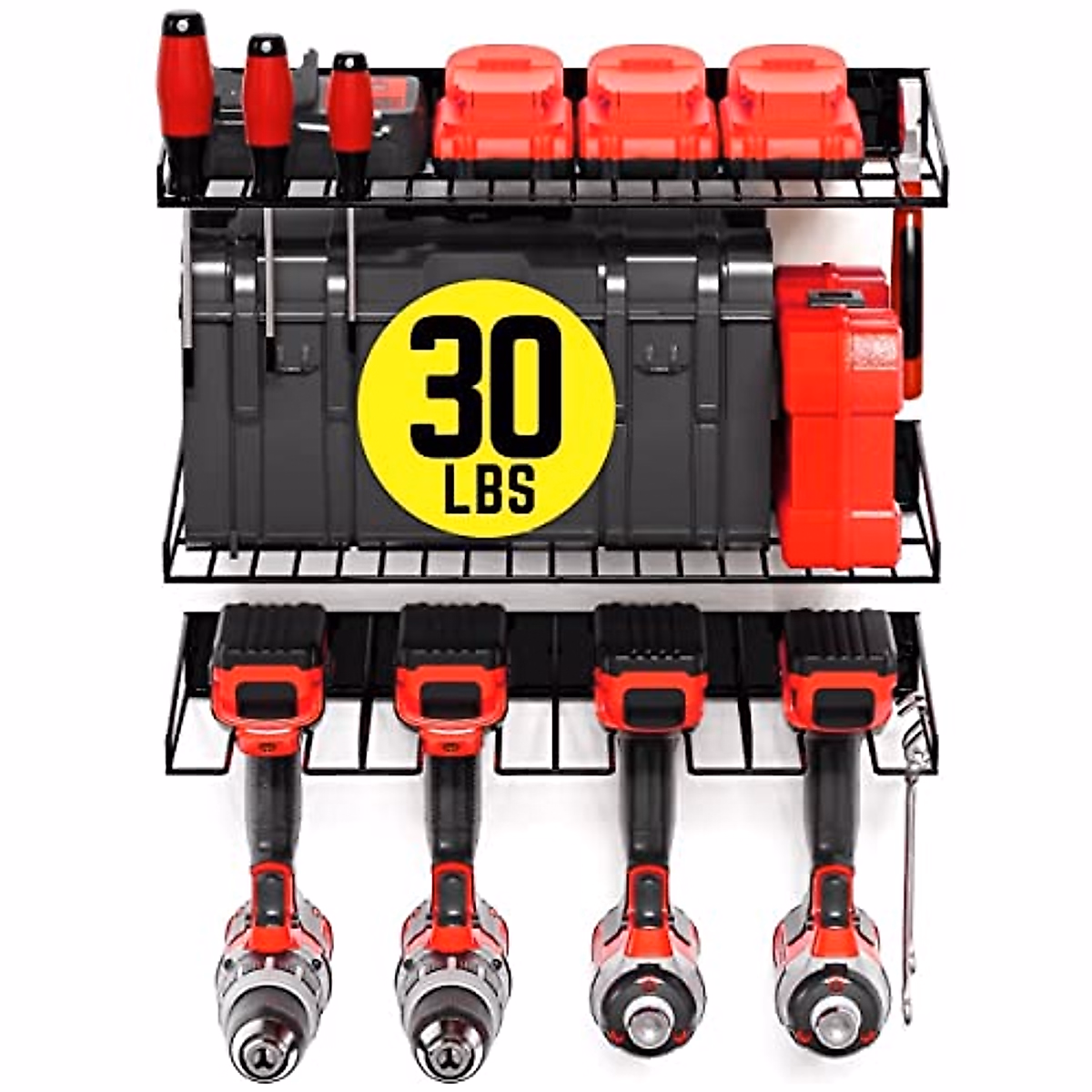 MAASTERS Power Tool Organizer Wall Mount - 70lb Weight Limit Heavy Duty Floating Cordless Drill Holder Wall Mount - Cordless Drill Organizer – Power Tool & Cordless Drill Storage Rack