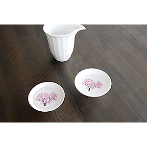 丸モ高木陶器 Japanese Sakura Cherry Blossom Color Changing Sake Cups (Pair), Magical Blooming Sake Cups
