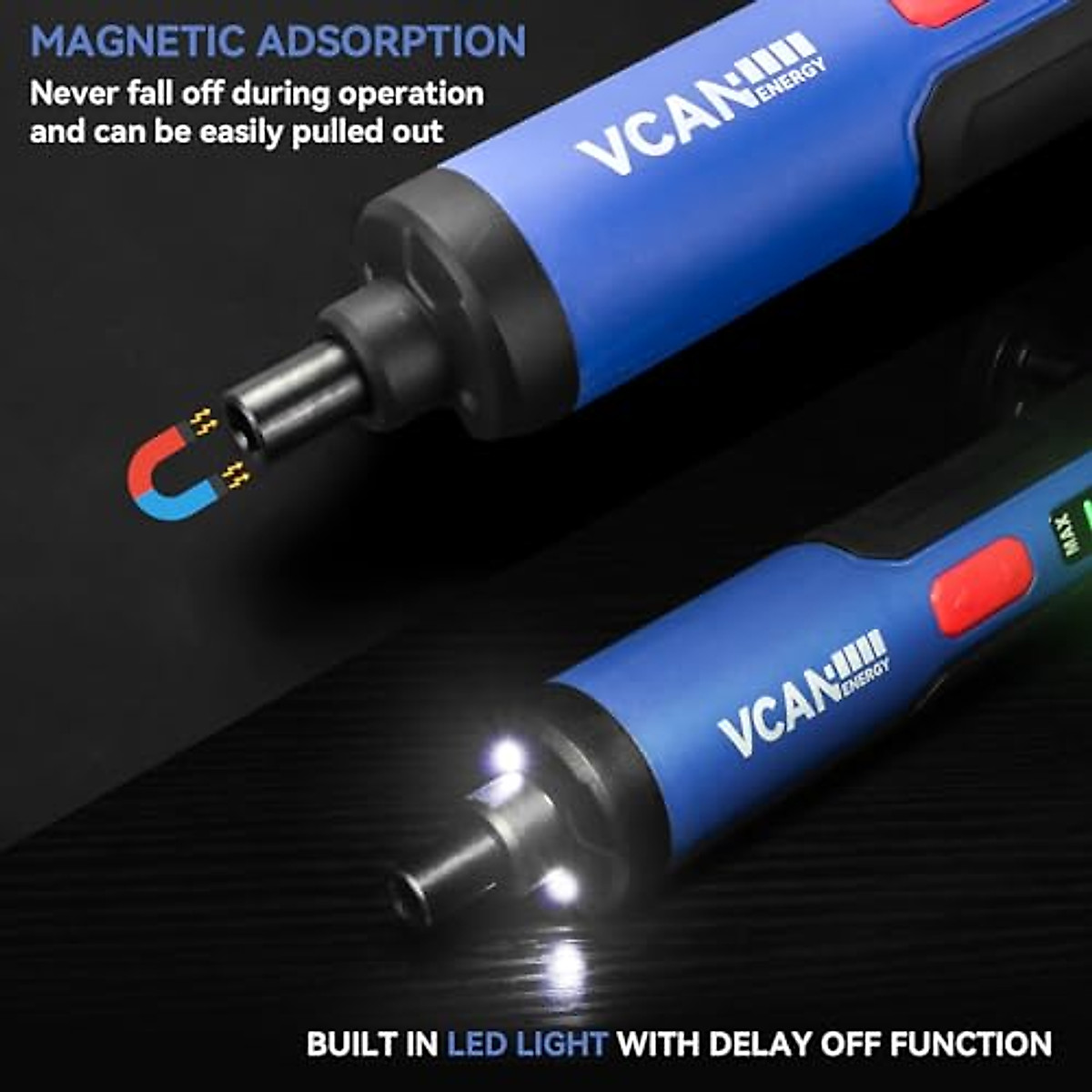 VCANENERGY 4V Electric Screwdriver,2000mAh USB Rechargeable Battery,Cordless Power Screwdriver with LED Light,Adjustable Torque,38 in 1,Suitable for small projects