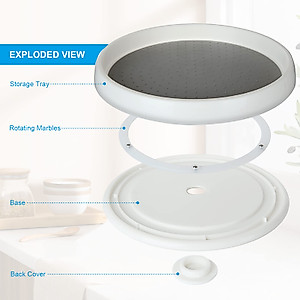 FVIEXE 3PCS Non-Skid Cabinet Lazy Susan Turntable 10 Inch, 360 Degree Rotating Kitchen Spice Rack Spinning Lazy Susan Turntable Organizer, Pantry Countertop Vanity Bathroom Display Stand White / Gray