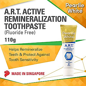 Pearlie White Active Remineralization Fluoride Free Toothpaste | 3.8oz/110gm | Remineralizing Toothpaste for Tooth Enamel Repair | Helps Remove Stains | Contains Hydroxyapatite and Xylitol | Pack of 1