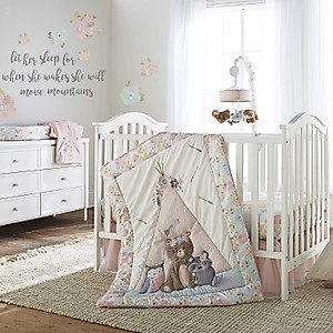Levtex Baby - Let Her Sleep Floral Peel and Stick Large Decals - Silver, Pink, Aqua - Let Her Sleep for When She Wakes She Will Move Mountains, Multi (LB350WD)