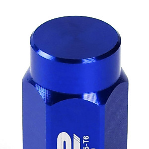 J2 Engineering 7075 Aluminum Blue M12 x 1.5 20Pcs L: 50mm Close-End Lug Nut w/Adapter