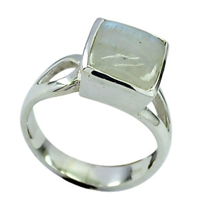 55Carat Natural Rainbow Moonstone Ring for Women Astrological Birthstone Handmade US 5,6,7,8,9,10,11,12