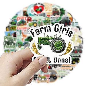 50 Pcs Tractor Stickers | Cool Deere Green Farmer Tractor Stickers for Bottle, Laptop, Skateboard, Phone - Truck and Tractor Merchandise Stickers and Decals Gifts for Kids, Teens, Adults