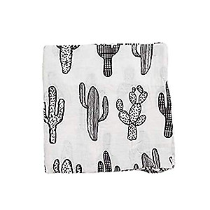 SANNIX Cactus Muslin Swaddle Blankets Cotton Baby Swaddle Wrap Floral Print Burping Cloth & Stroller Cover Baby Blanket