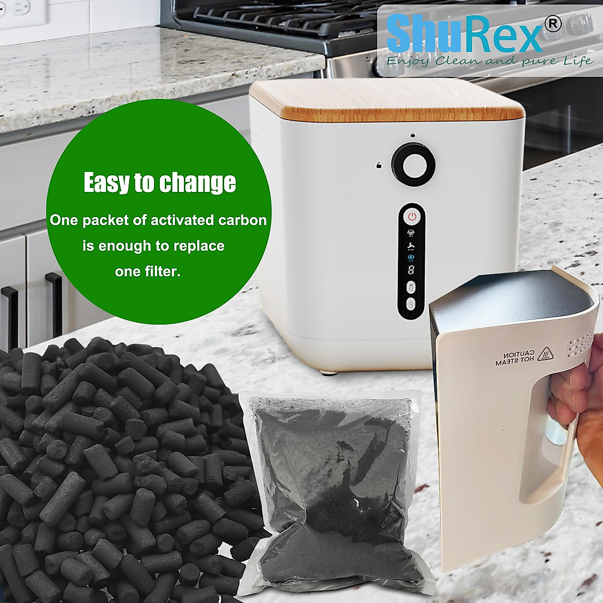 Shurex Odor Absorbing Carbon Refills for iDOO 3L Smart Kitchen Countertop Composter Filter, Replacement Activated Charcoal Filters Compatible with iDOO 3L Electric Kitchen Composter