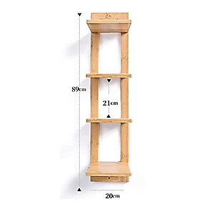 PIBM Stylish Simplicity Shelf Wall Mounted Floating Rack Wooden Solid Wood Storage Shelves Books Living Room Corner Multifunctional,3 Colors Avaliable,3 Layers / 4 Layers, Wood Color , 2piece Set