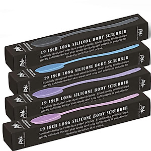 Avilana Back Scrubber for Shower,19 inch Silicone Body Scrubber with Handle, Shower Back Scrubber for Men and Women, Back Brush for Shower, Loofah with Handle Shower Brush (S1-Lavender)