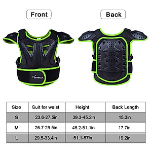 Seahouse kids Youth Dirt Bike Body Chest Spine Protector Vest Gear Motocross Skiing Protect Sport, Green, Medium