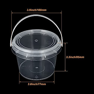 FVIEXE 50PCS Slime Containers with Lids 10oz, Plastic Clear Slime Storage Containers with Lids and Handles Small Toy Storage Case for DIY Slime Making Food Beauty Products