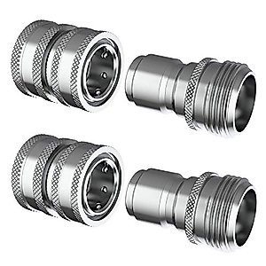 ESSENTIAL WASHER Garden Hose Quick Connect Hose Fittings - 3/4 Inch Stainless Steel Water Hose Quick Connect Set - Garden Hose Connector Set, Pressure Washer Adapter, Great For RV or Pressure Washer