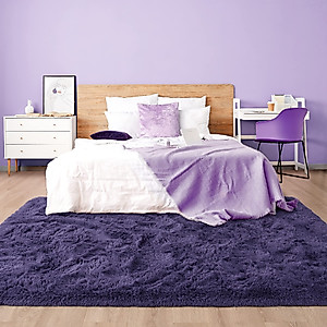 Noahas Fluffy Taro Purple Rug for Living Room 8x10 Area Rugs,Thick Plush Shag Rug,Large Living Room Rugs,Big Fuzzy Carpet,Shaggy Rugs for Bedroom,Soft Comfy Kids Nursery Rug Living Room Decor