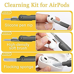 Walrfid Airpods Electronic Screen 7 in 1 Cleaner Kit Laptop Keyboard Cleaning Tool for ipad/iwatch/Computer/Phone/MacBook with 5ml Touchscreen Cleaners Mist (Grey)