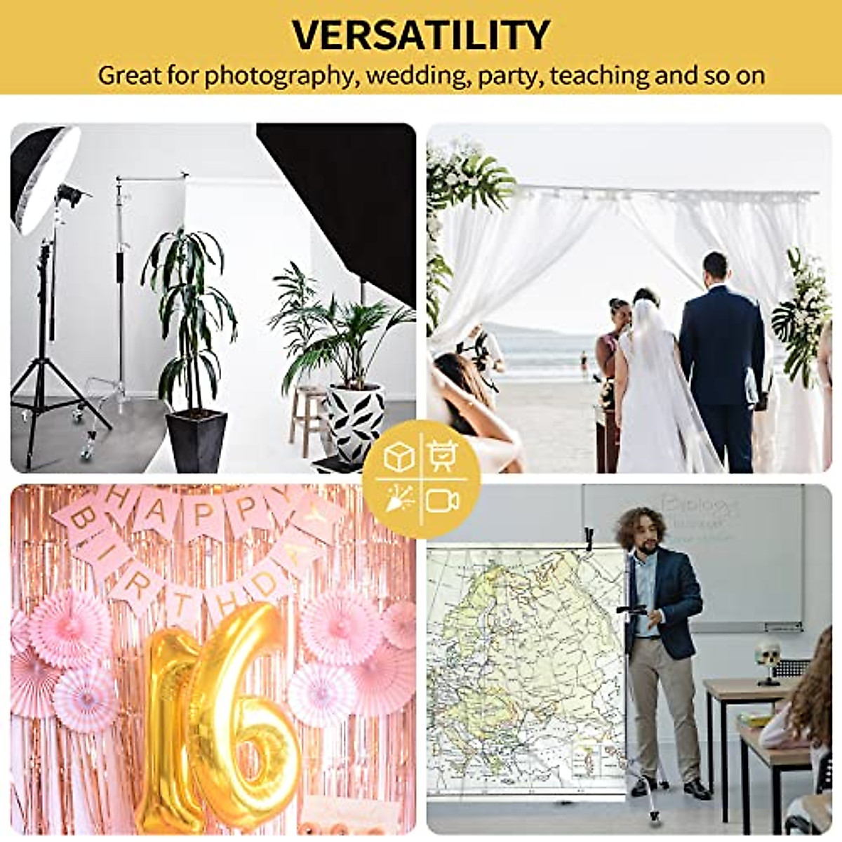 Pro Stainless Steel Telescopic Backdrop Crossbar Max Length 10 ft/3m Adjustable Background Support Cross Arm, Backdrop Pole for C Stand