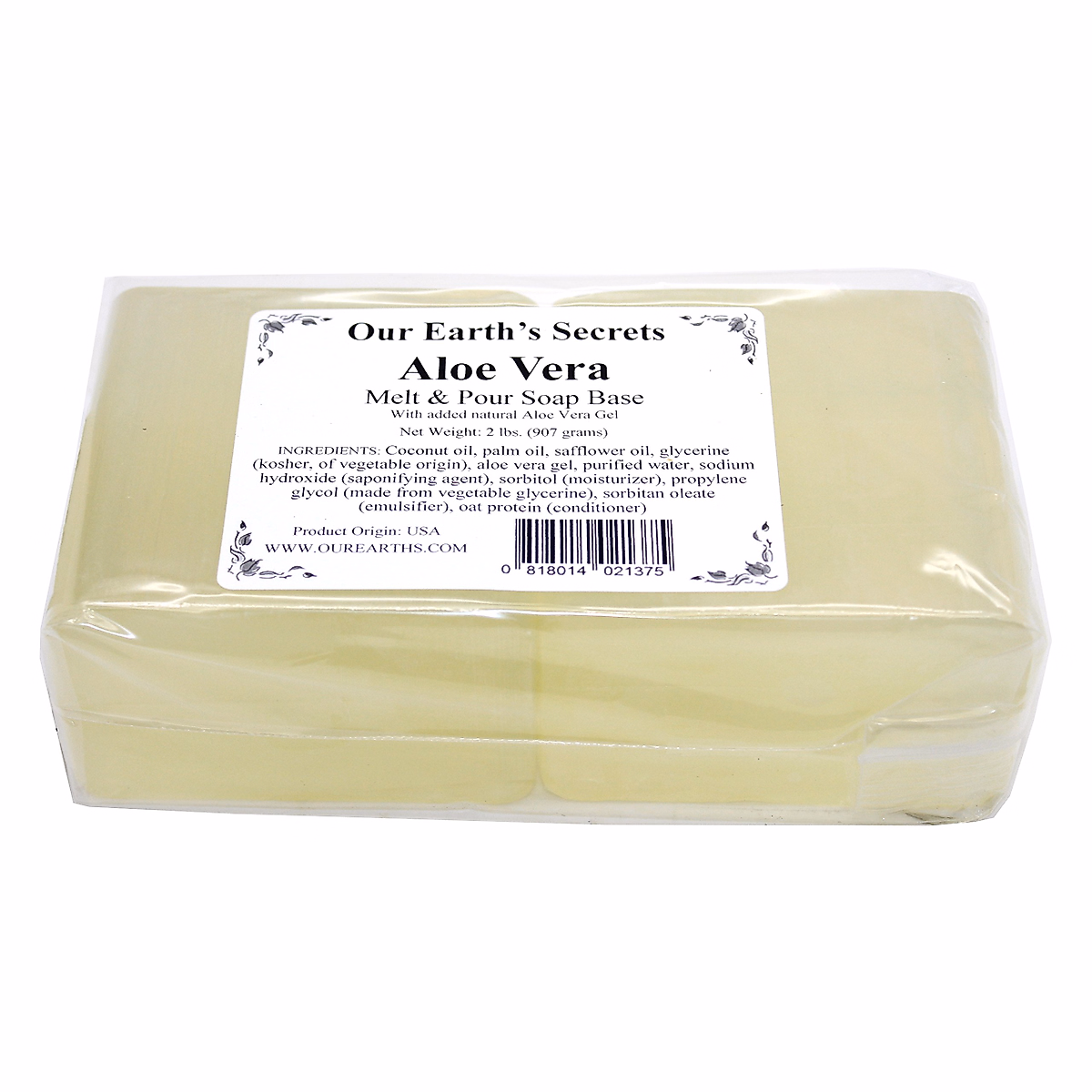 Our Earth's Secrets - 2 Lbs Melt and Pour Soap Base - Aloe Vera