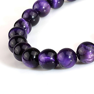 MILAKOO 8mm Natural Stone Bracelet Yoga Semi-Precious Beads Tiger Eye Bracelet Purple Color