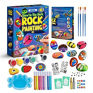 Insgen Rock Painting Kit for Kids 10+, Glow in The Dark Paints, Creative Arts and Crafts Projects Supplies Toys for Boys Girls Birthday Gift Ideas