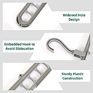ZEDODIER Magic Hangers, Space Saving Hangers 5 Pack Sturdy Plastic 9-in-1 Hanger Closet Organizer(Grey)