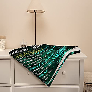 Personalized to My Son Dragon Blanket from Mom Dad 60x80 Inches Lightweight Flannel Throws Custom Name Gift for Boy Men Super Soft Comfy Blankets Birthday Christmas Decor Couch Sofa