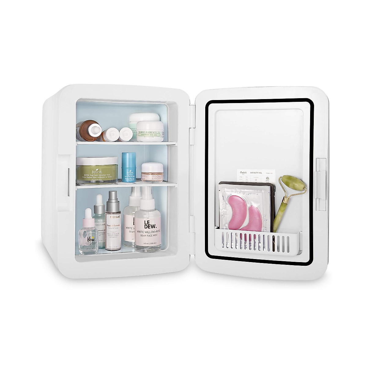 Cooluli 10L Mini Fridge for Bedroom - Car, Office Desk & College Dorm Room - 12v Portable Cooler & Warmer for Food, Drinks, Skincare, Beauty & Makeup - AC/DC Small Refrigerator with Glass Front, Blue