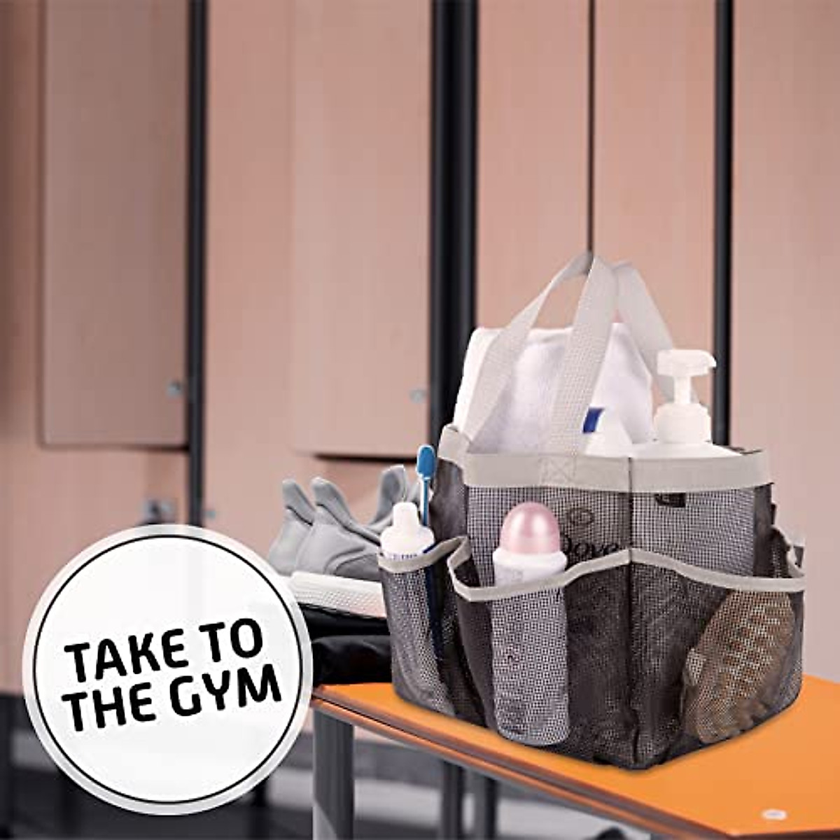 7 Pocket Shower Caddy Tote, Black - Keep your shower essentials within easy reach. Shower caddies are perfect for college dorms, gym, shower, swimming and travel. Mesh allows water to drain easily.