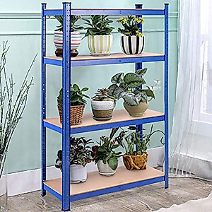 Tangkula Metal Storage Shelves, 63" Heavy Duty Steel Frame, Home Garage Multi-Use Storage Rack with Adjustable Shelves, 4-Tier Garage Shelf (32" L×16" W ×63" H) (1)