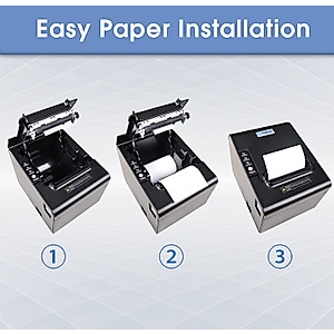 RIBAO Thermal 80mm POS Printer Receipt Printer Connect Cash Registers Cash Drawer, BC-55 BC-40 BCS-160 Mixed Bill Money Counter RS232 Cashbox Interface，Windows/Mac/Linux