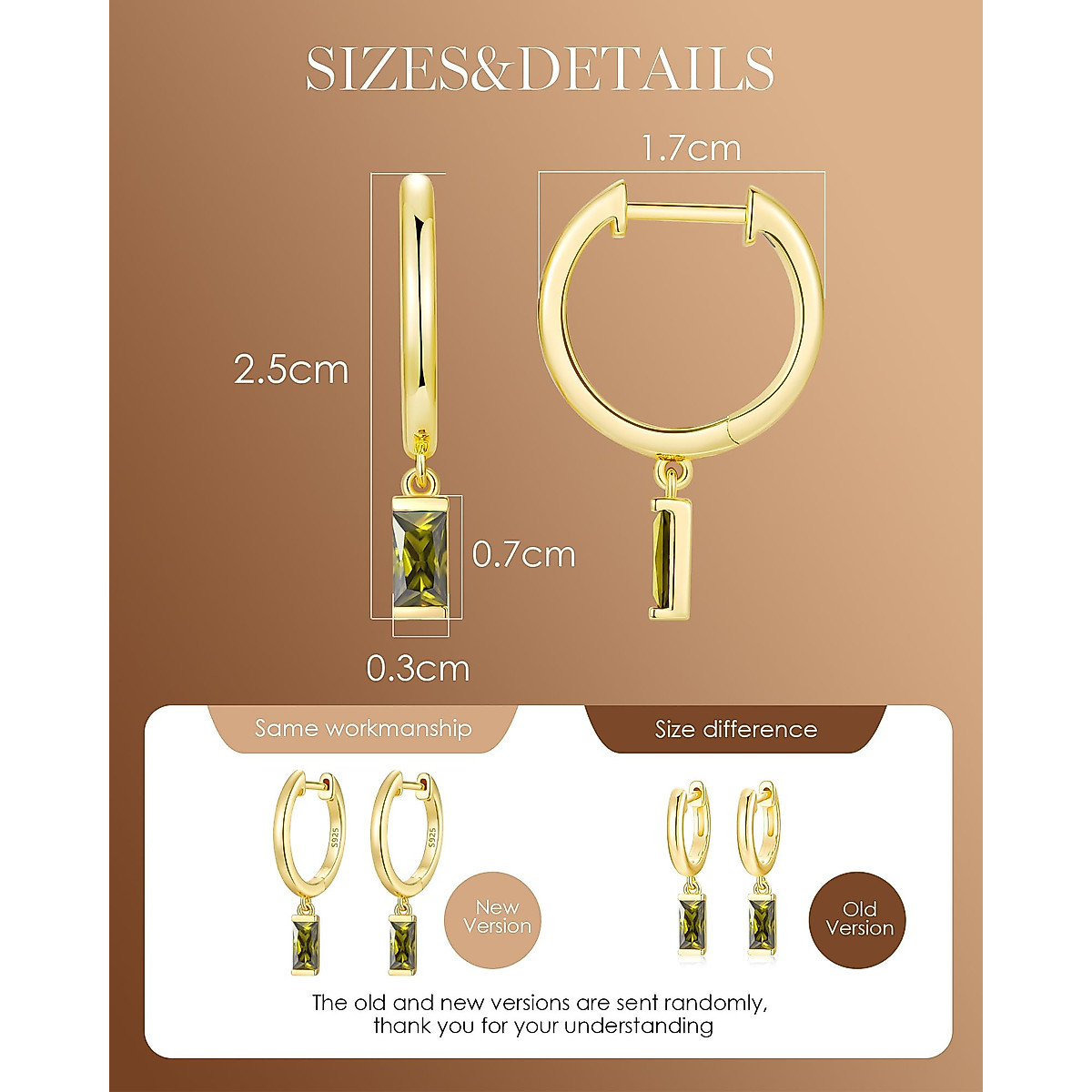 14K Gold Plated Drop Earrings, LOUISA SECRET Sterling Silver Earrings for Women, Dainty Birthstone Earrings with Zirconia, Anniversary Birthday Wedding Christmas Jewelry Gift for Mom