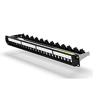 AMPCOM 24 Ports 1U Blank Keystone Patch Panel, 19 inch Rack or Wall Mount with Rear Cable Management Panel for Ethernet CAT5e/CAT6/CAT7, USB, HDMI