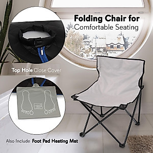 SereneLife Oversize Portable Infrared Home Spa | One Person Sauna | with Heating Foot Pad & Portable Chair, SLISAU20BK, Black