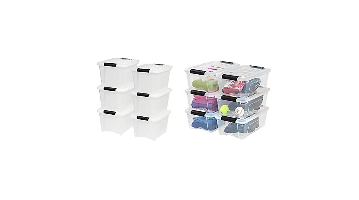 IRIS Stack & Pull Storage Bins - 6 Pack 12 & 19 Quart Organizers