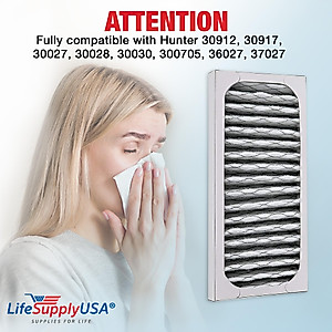 True HEPA Air Cleaner Filter Replacement Compatible with Hunter 30912 30917 30027 30028 30030 300705 36027 37027 Air Cleaners by LifeSupplyUSA