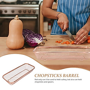 Cabilock Desktop Utensil Basket Utensil Drawer Organizer Chopsticks Storage Basket Cutlery Tray Silverware Flatware Kitchen Utensil Cutlery Tray for Home Shop Rose Gold