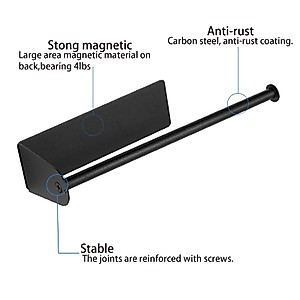 Paper Towel Holders Magnetic Steel Black Towel Roll Holders with Strong Magnetic Backing - Fit for Large Paper Towels-for Kitchen,Refrigerator,Grill,Garage,Shop
