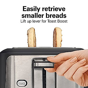 Hamilton Beach Gourmet 2 Slice Extra-Wide Slot Toaster with Sure-Toast Technology, Shade Selector, Bagel Setting, Black and Stainless Steel (22996)