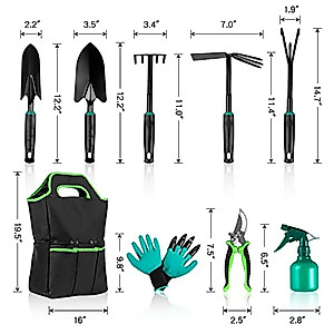 9 PCS Garden Tool Set Kids Gardening Tool Kit for Digging, Planting and Pruning, Gardening Hand Tools with Storage Bag, Ideal Garden Gifts for Men, Women and Any Gardener