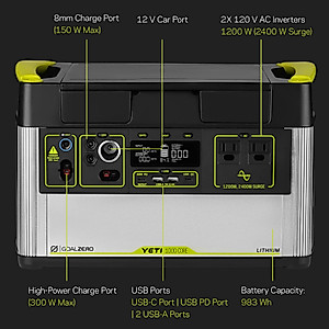 Goal Zero Yeti 1000 Core Portable Power Station, 1,000 W, Solar-Powered Generator (Solar Panel Not Included), USB-A/USB-C Ports and AC Outlets, Power for Camping (Yeti 1000 Core + Ranger 300BC)